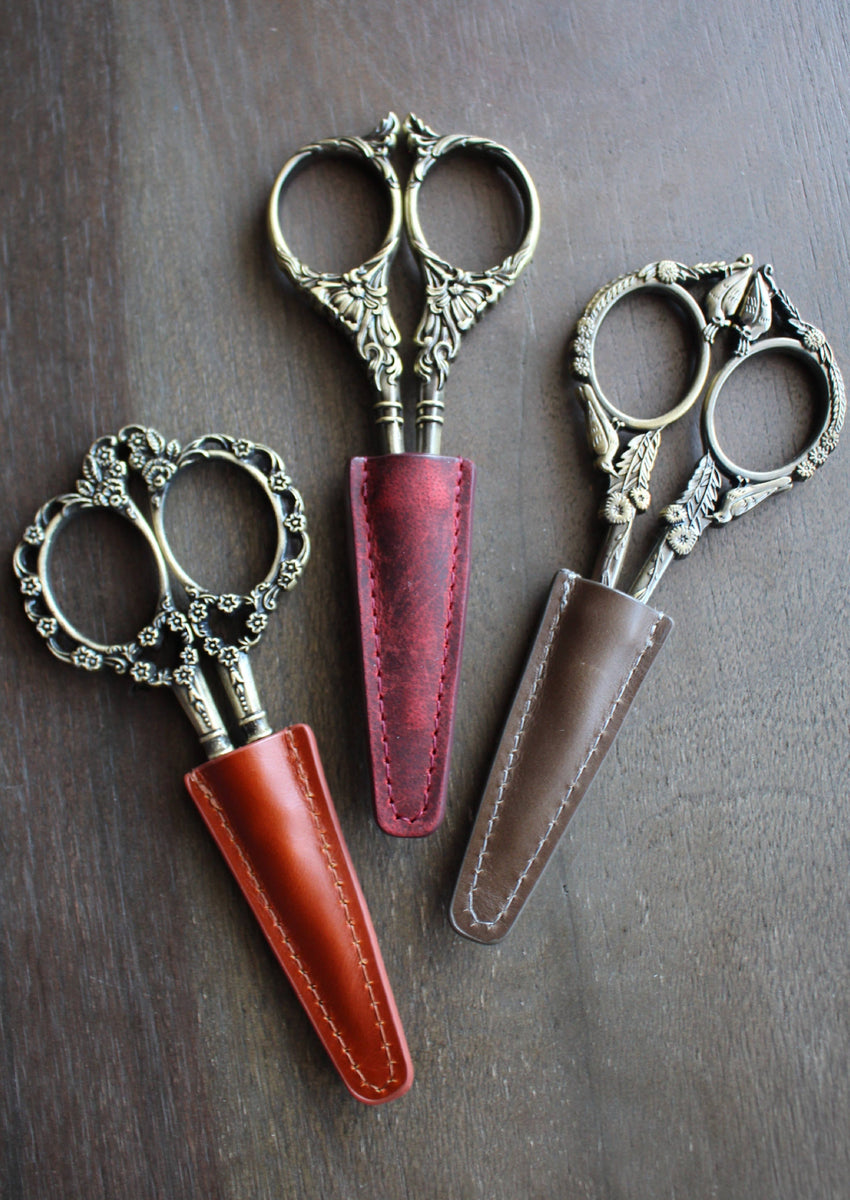 Embroidery Scissors with Leather Sheath – EWE fine fiber goods